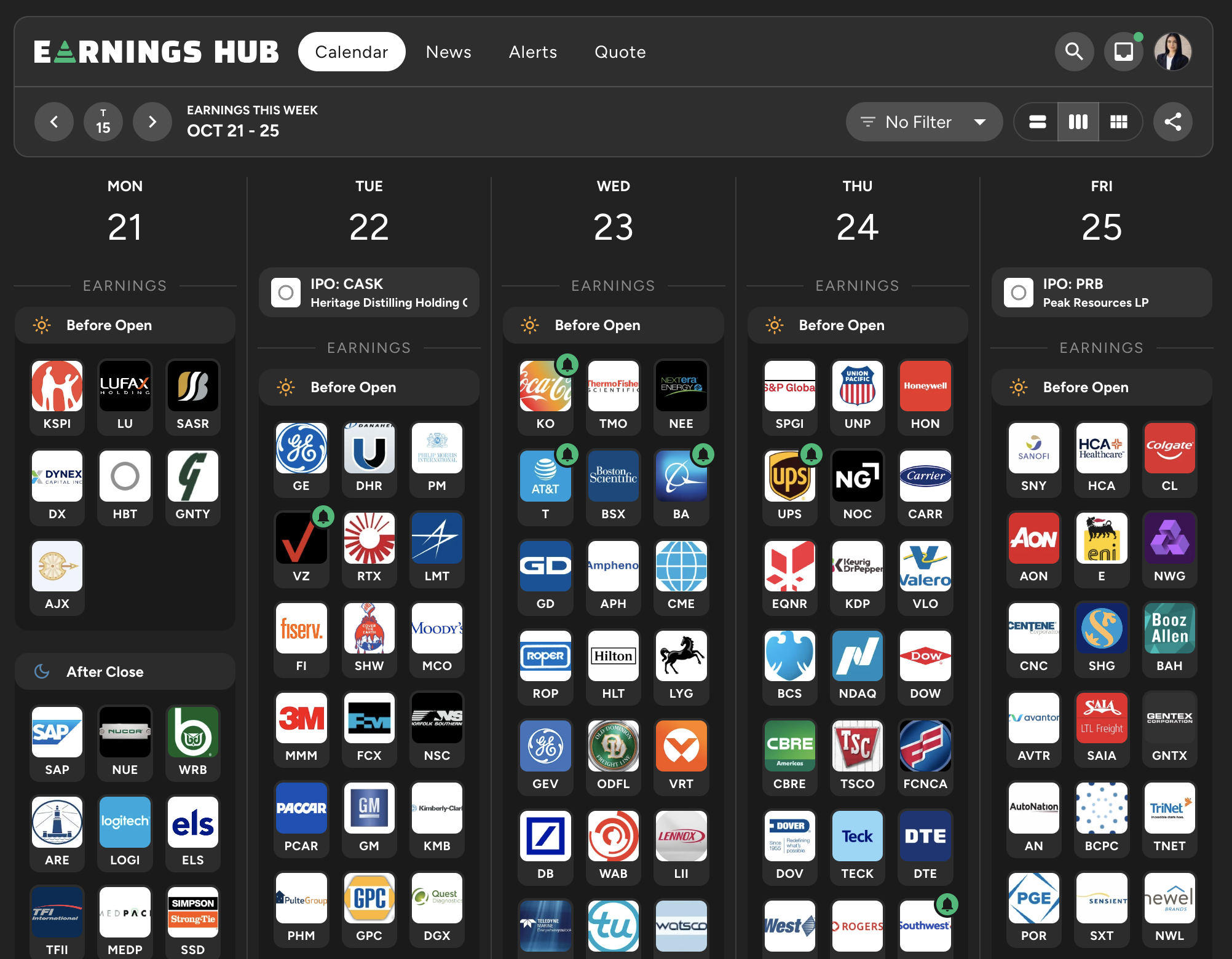 Earnings Week of October 21st - Earnings Hub Blog